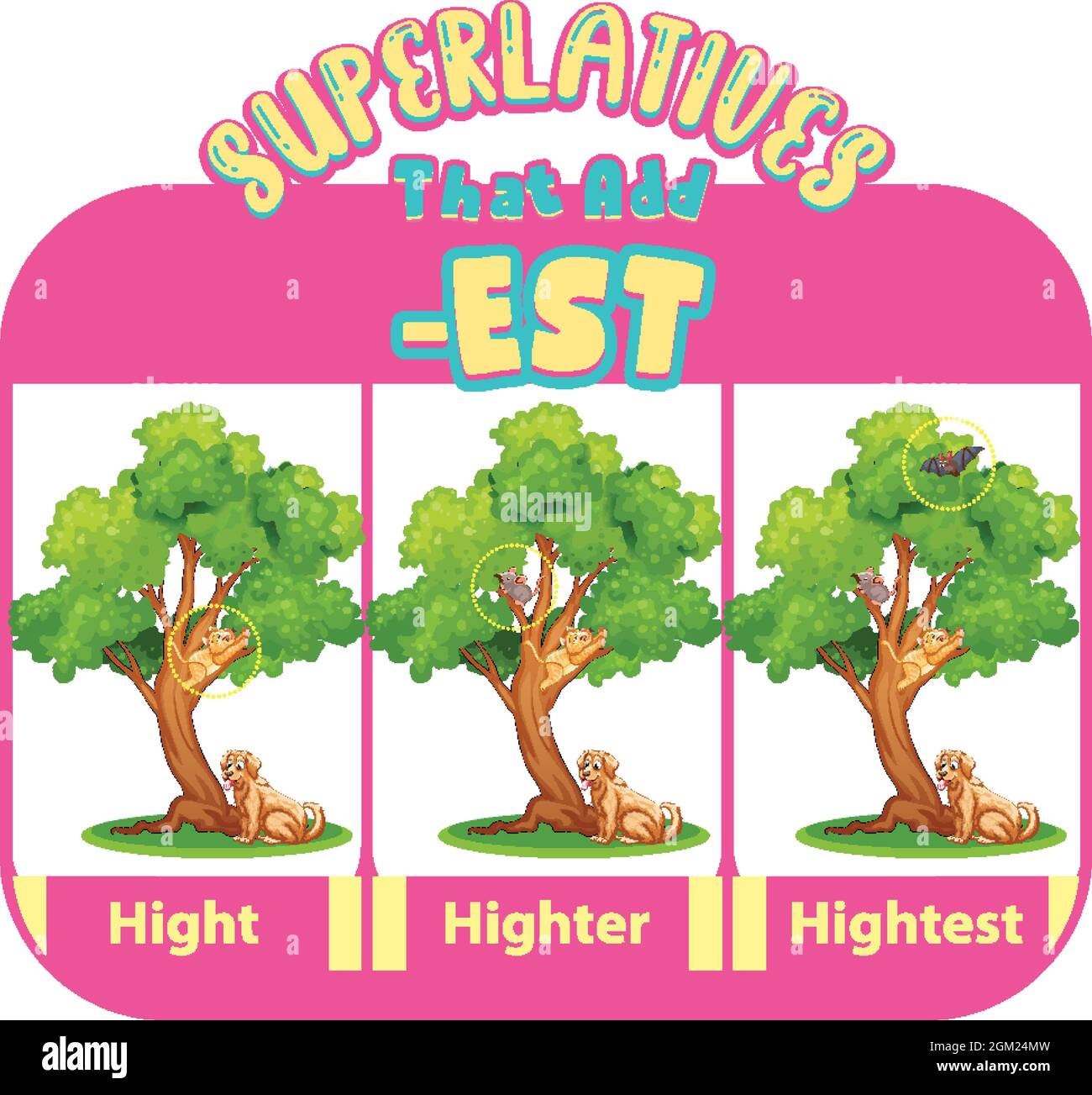 Comparative and Superlative Adjectives for word hight illustration ...
