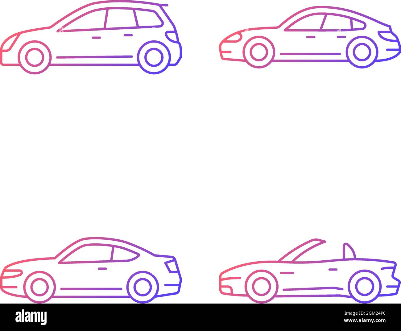 Practical sports cars gradient linear vector icons set Stock Vector ...
