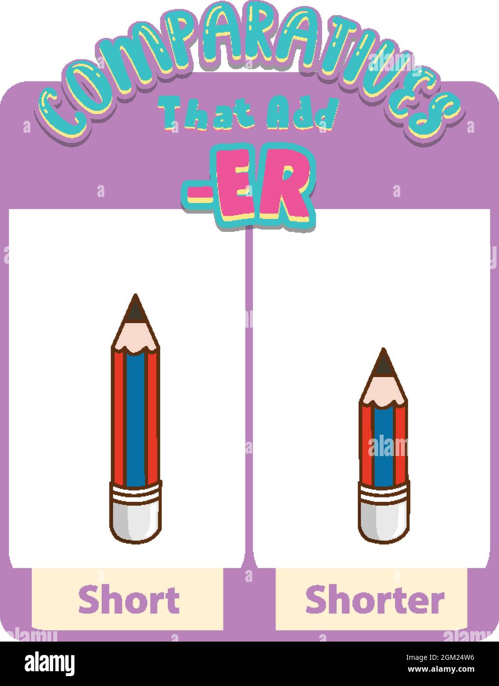 Comparative adjectives for word short illustration Stock Vector Image ...