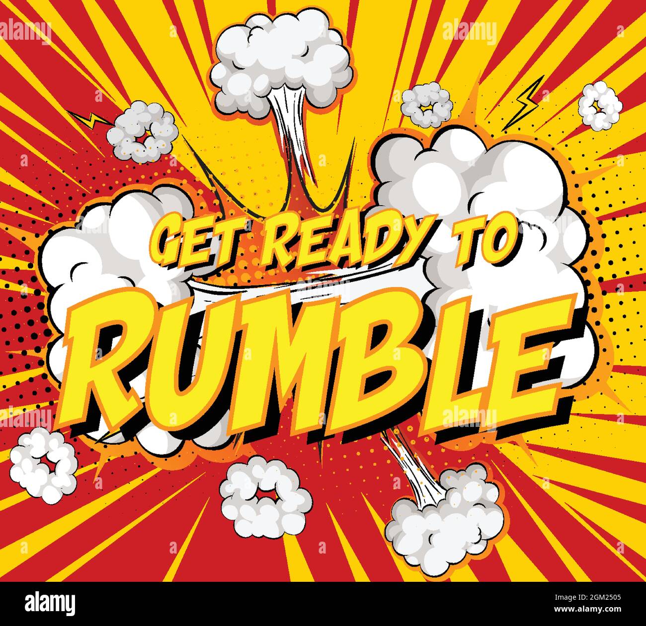 Word Get ready to rumble on comic cloud explosion background ...