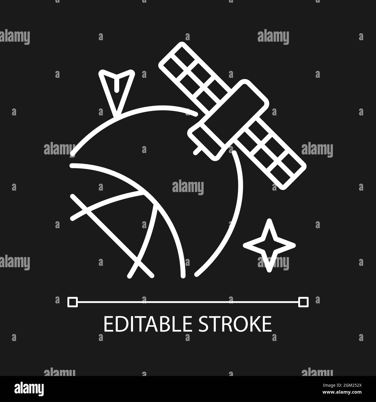 Satellite location in space white linear icon for dark theme Stock ...