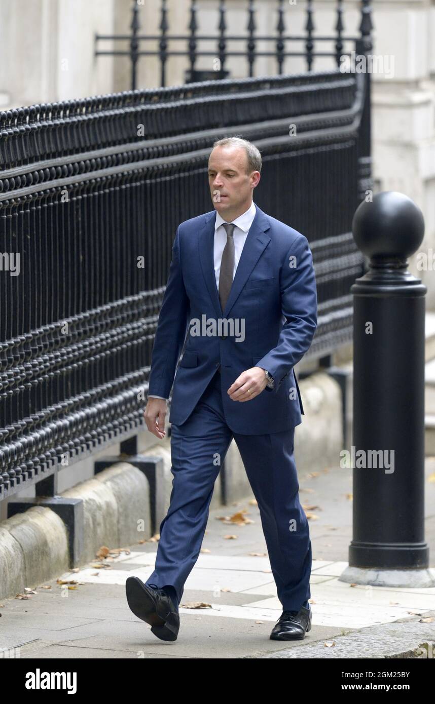 Dominic Raab MP (Foreign Secretary) in Downing Street during a cabinet ...