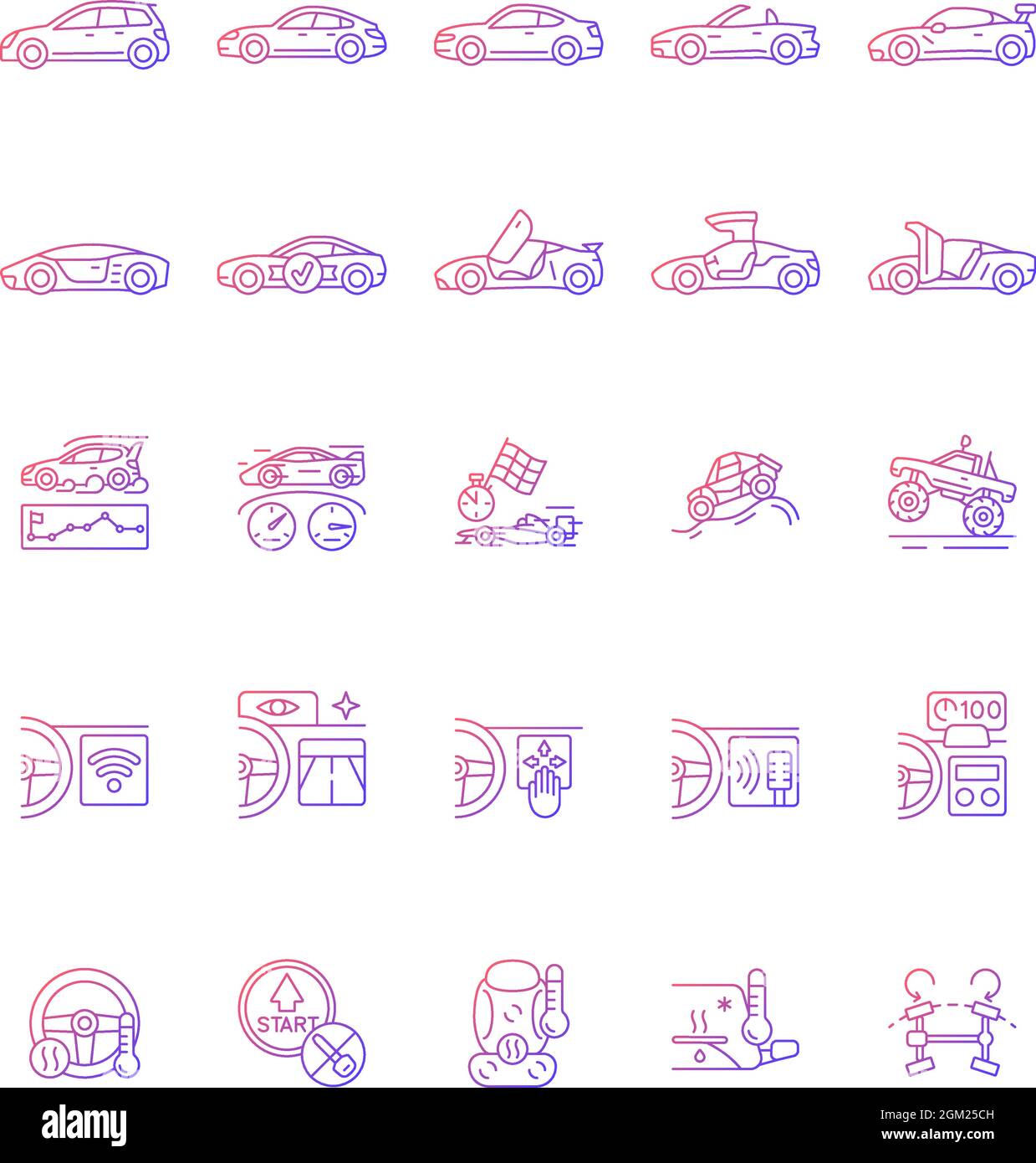 Auto racing gradient linear vector icons set Stock Vector Image & Art ...