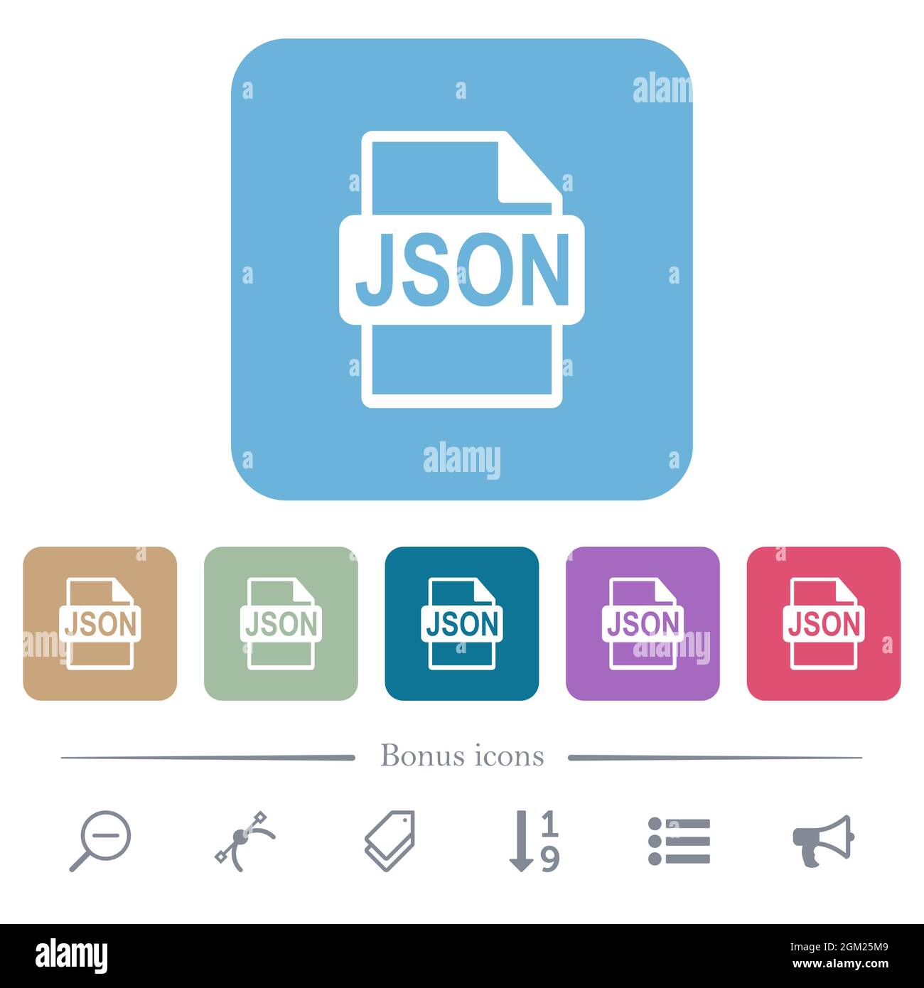 JSON file format white flat icons on color rounded square backgrounds ... JSON file format white flat icons on color rounded square backgrounds ...