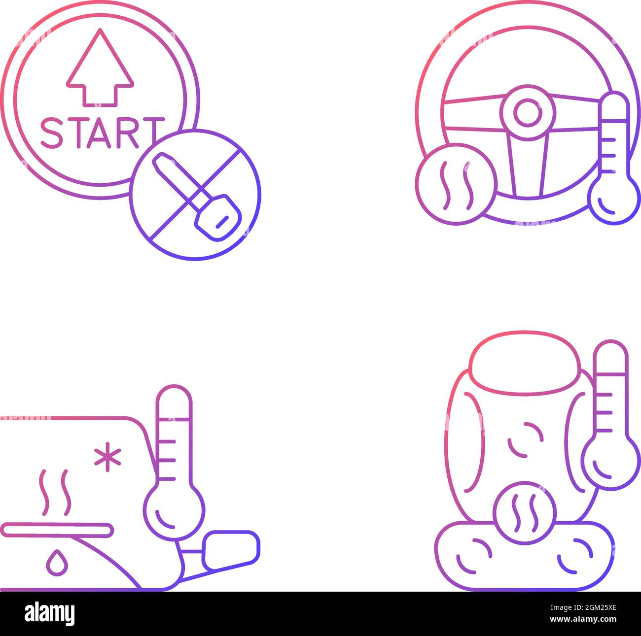 Modern Automotive Features Gradient Linear Vector Icons Set Stock