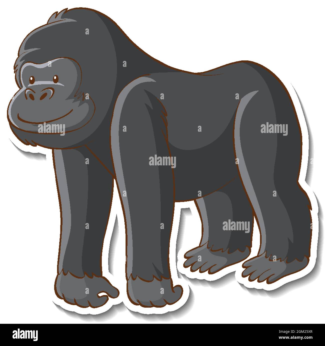 Sticker design with a gorilla isolated illustration Stock Vector Image ...