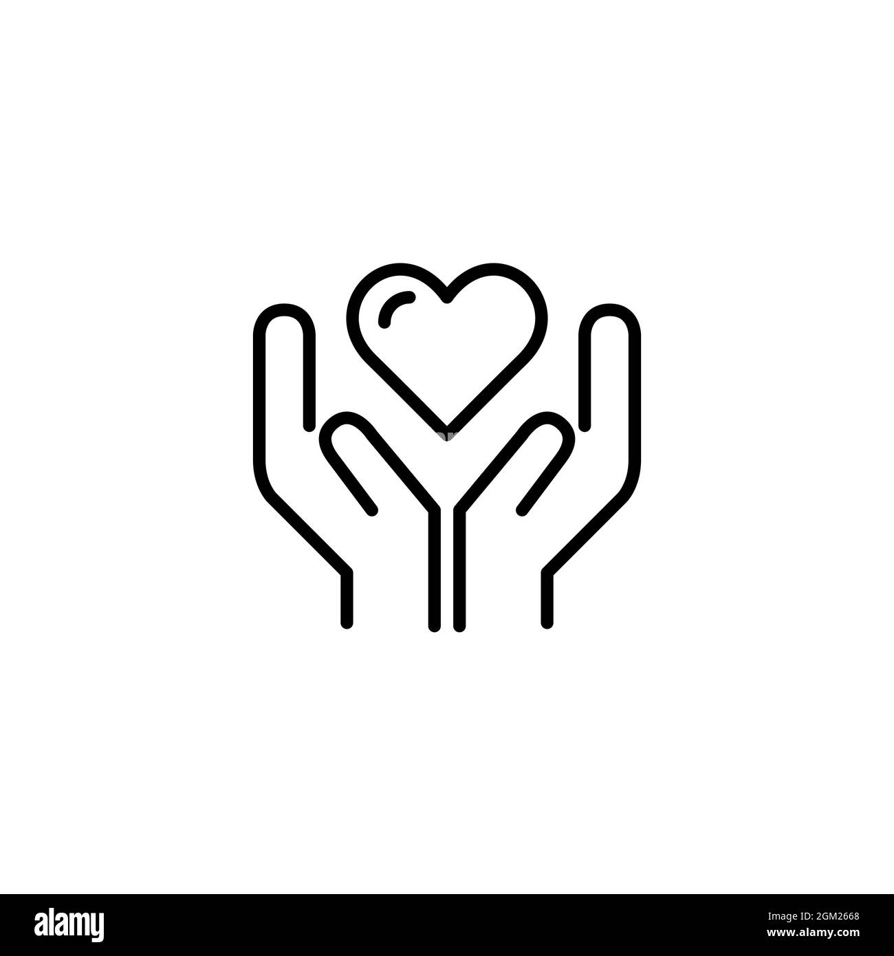 Heart in hands. Charity, family support, humanity and kindness icon ...