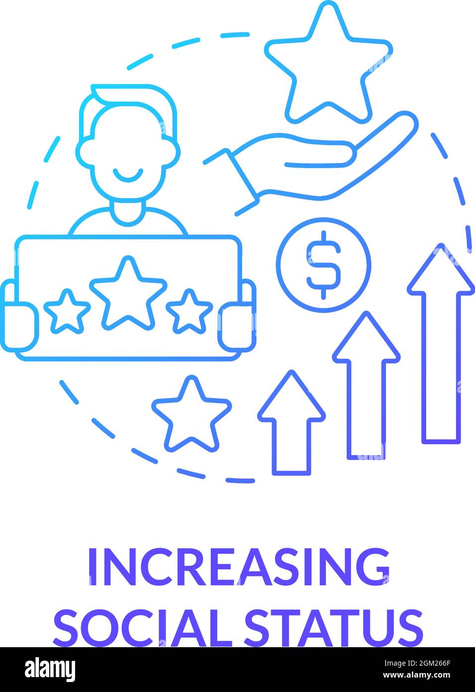 Increasing social status blue gradient concept icon Stock Vector Image ...