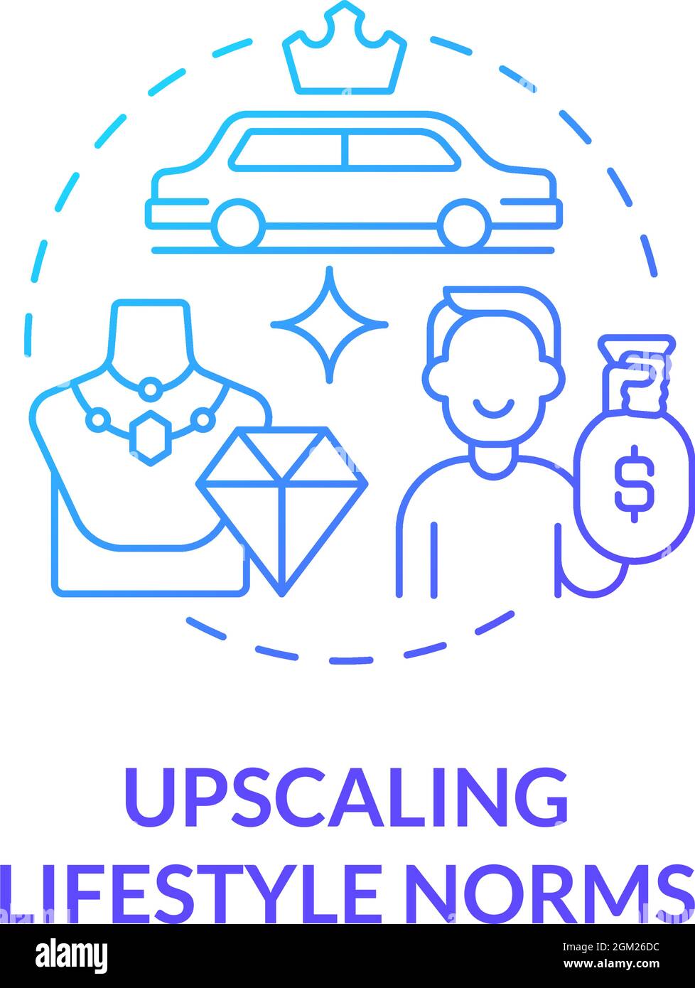 Upscaling lifestyle norms blue gradient concept icon Stock Vector Image ...