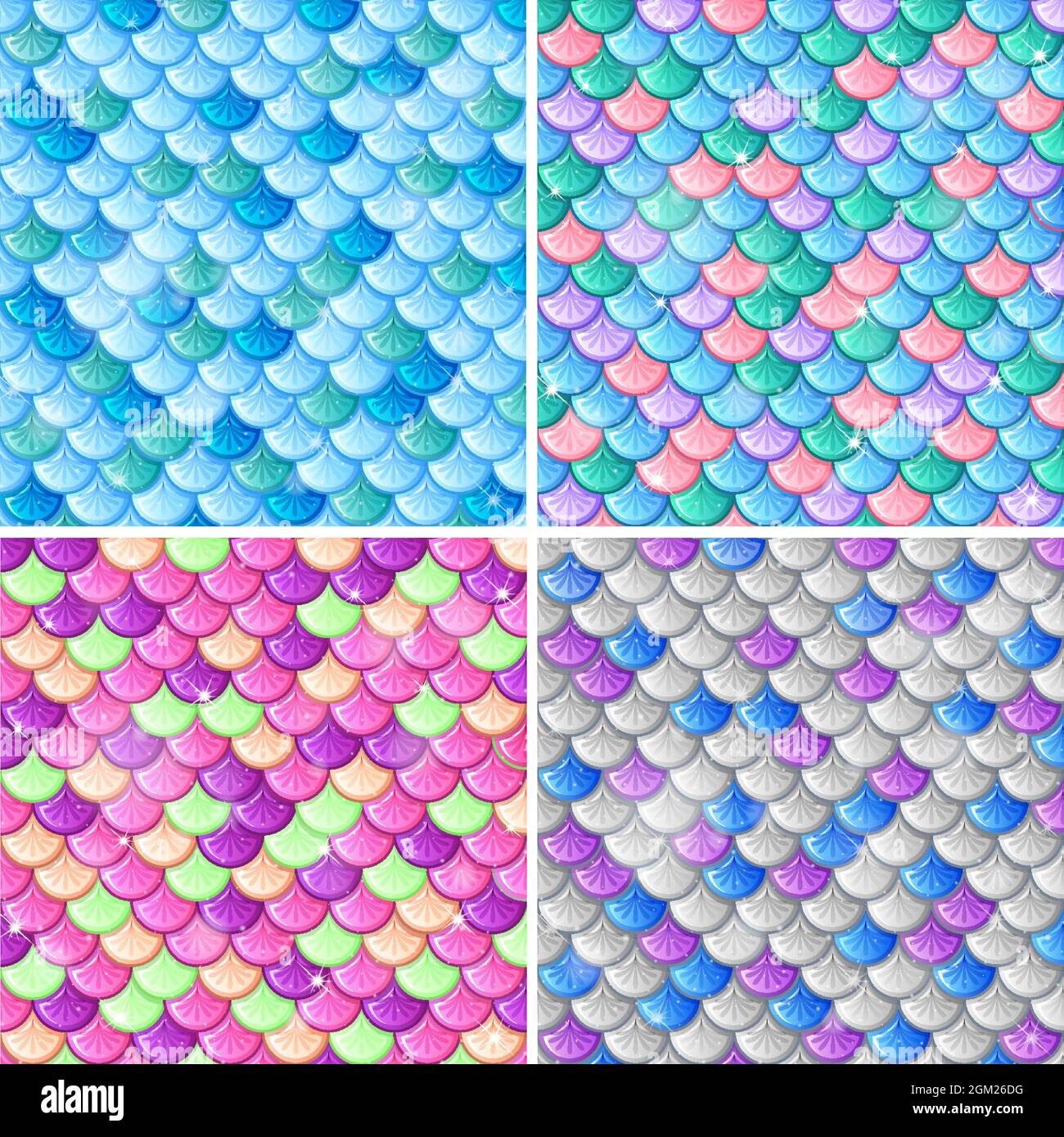 Set of fish scale seamless pattern background illustration Stock Vector ...