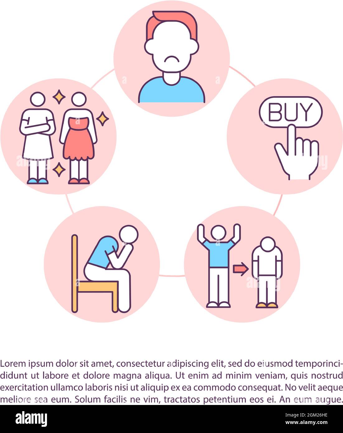 Psychological problems concept line icons with text Stock Vector Image ...