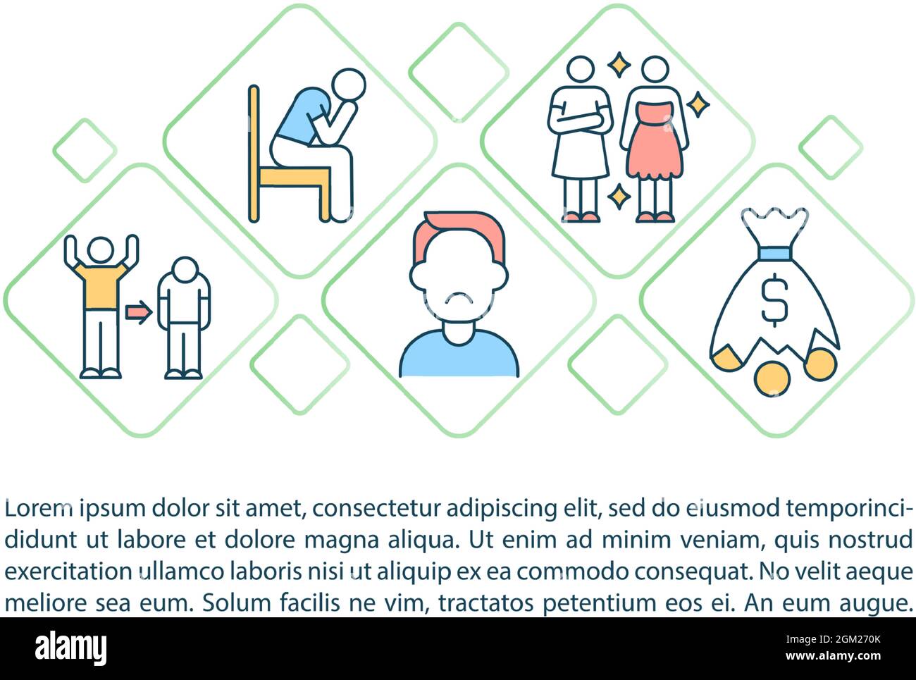 Escape consumerism concept line icons with text Stock Vector Image ...