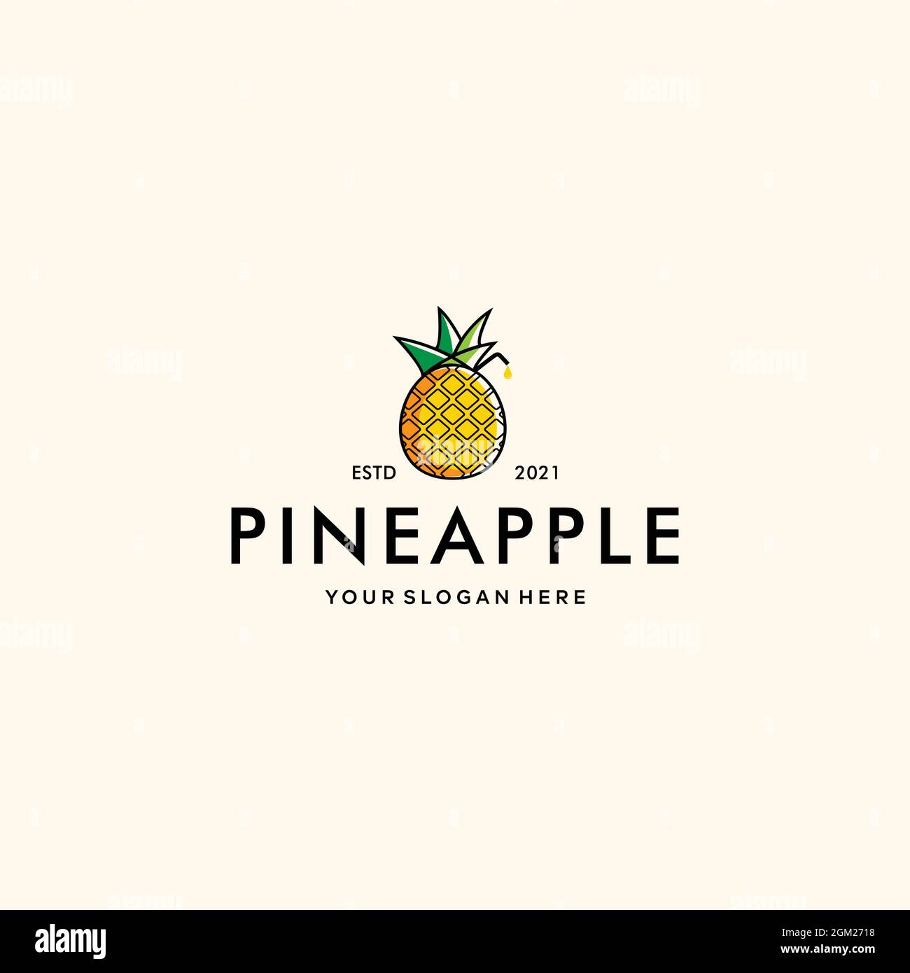 modern straw PINEAPPLE square fruit Logo design Stock Vector Image ...
