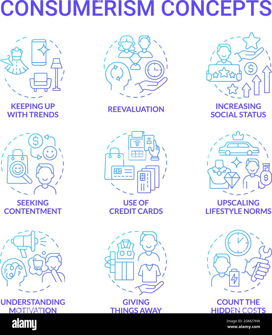 Consumerism blue gradient concept icons set Stock Vector Image & Art ...