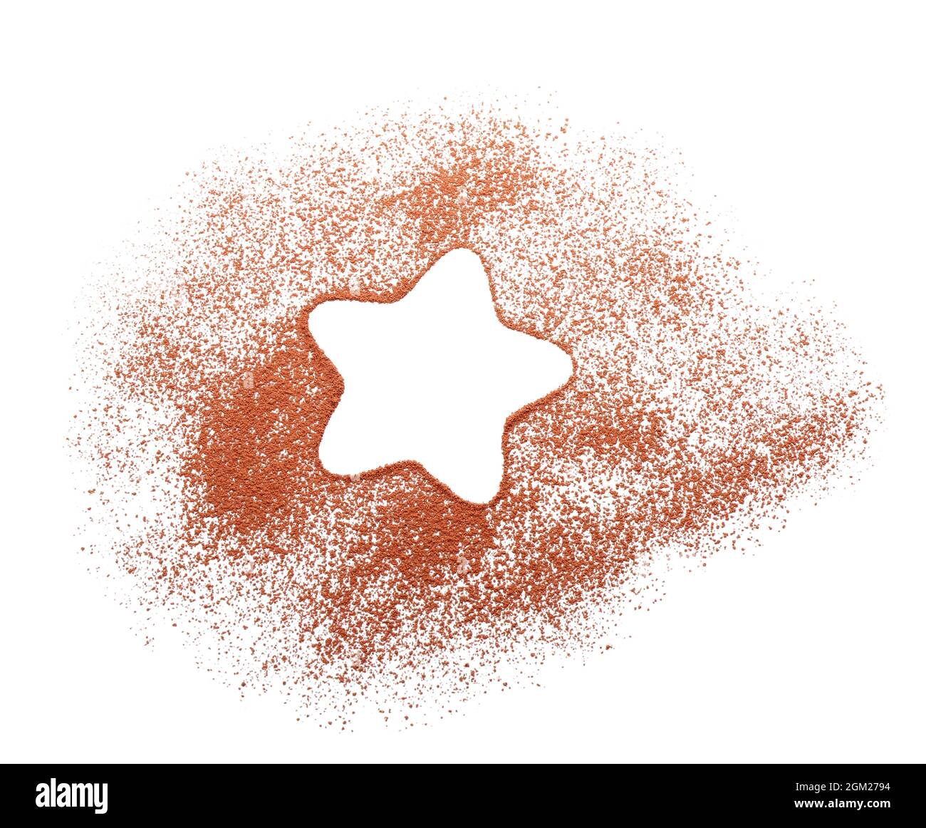Star made of healthy cocoa powder on white background Stock Photo - Alamy