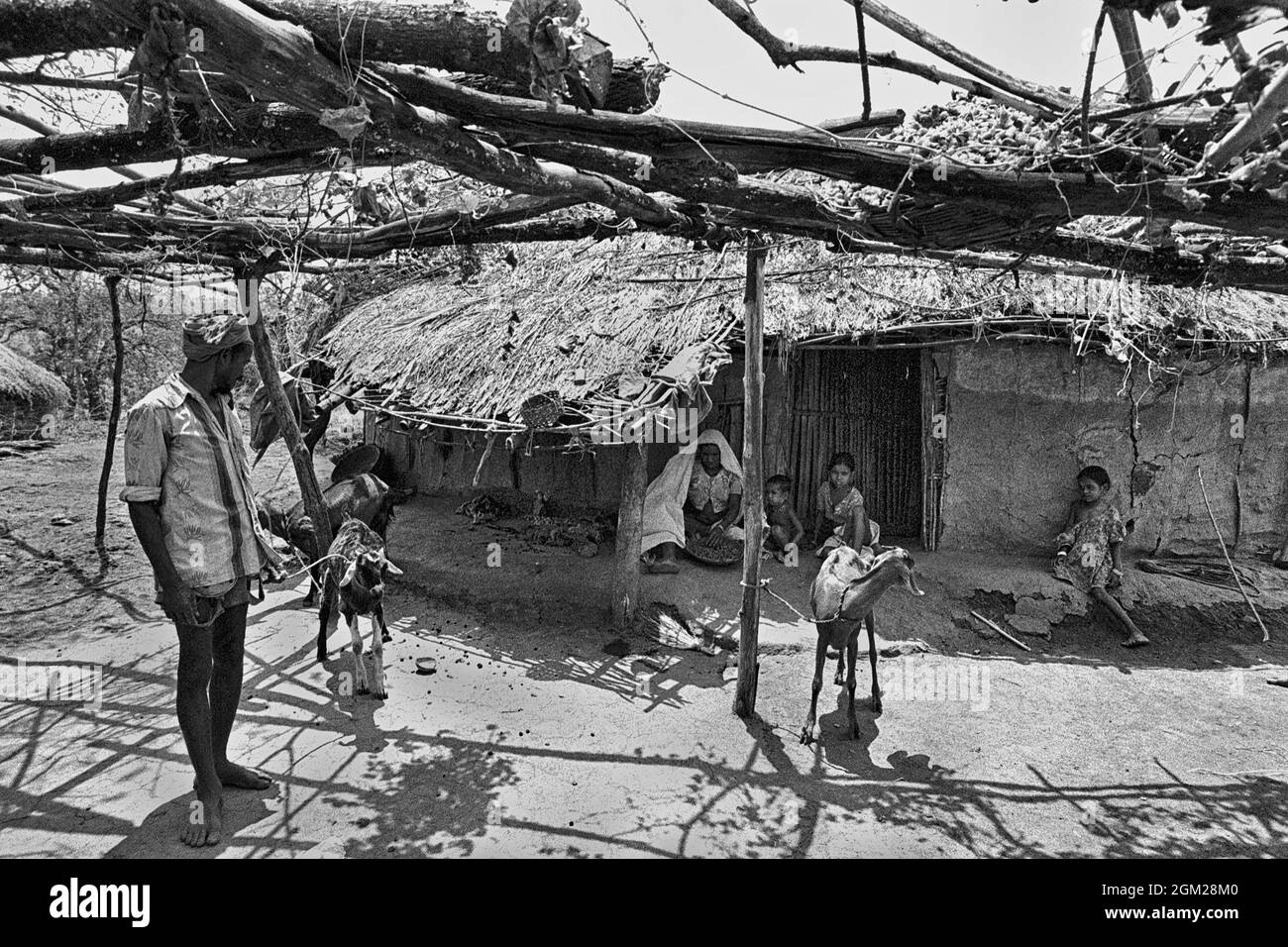 1977 Unidentified Tribe at Old Mud House-Manpur Village Taluka Vansda ...