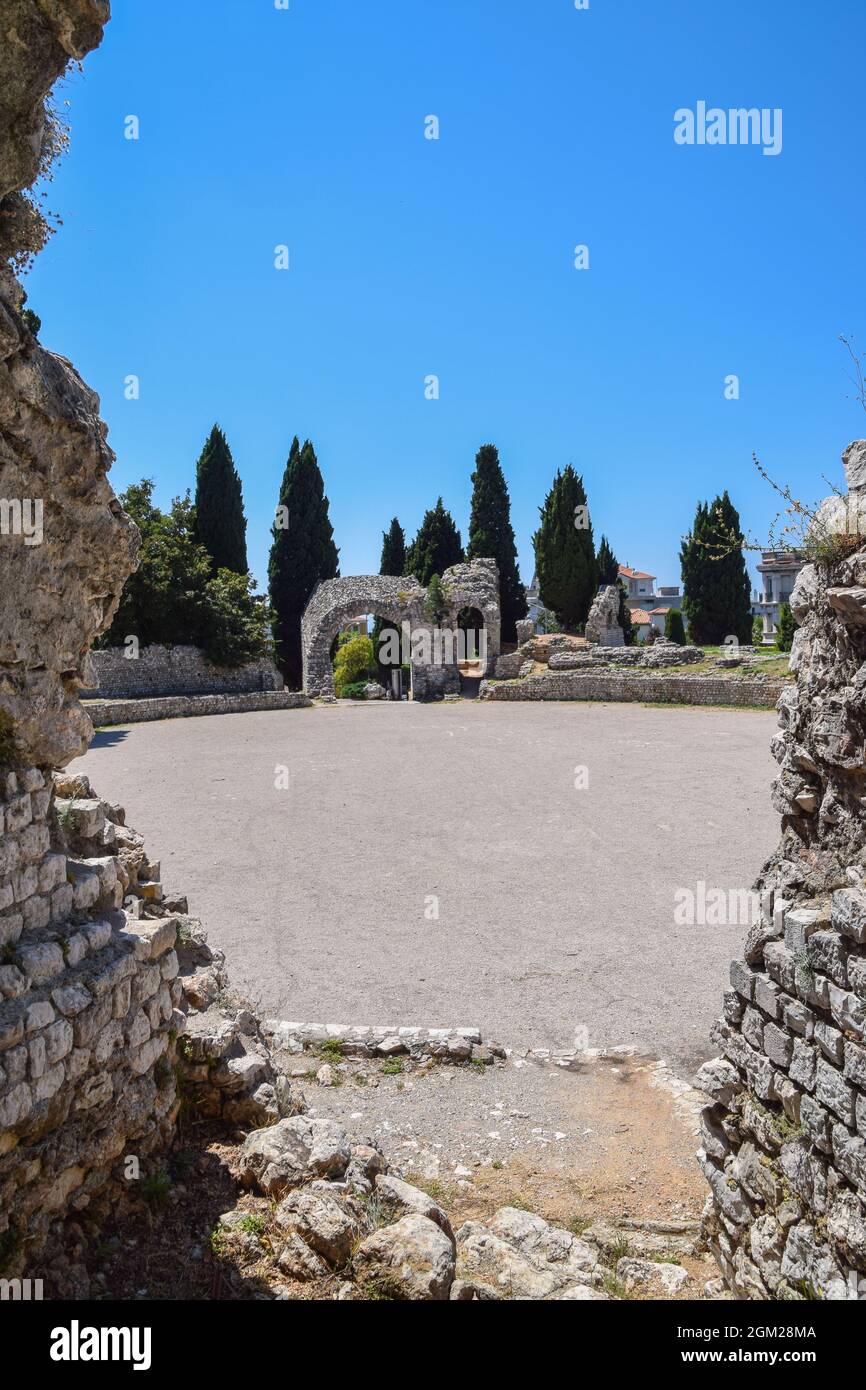 Cimiez Arenas, ancient Roman amphitheatre ruins in Nice, South of ...