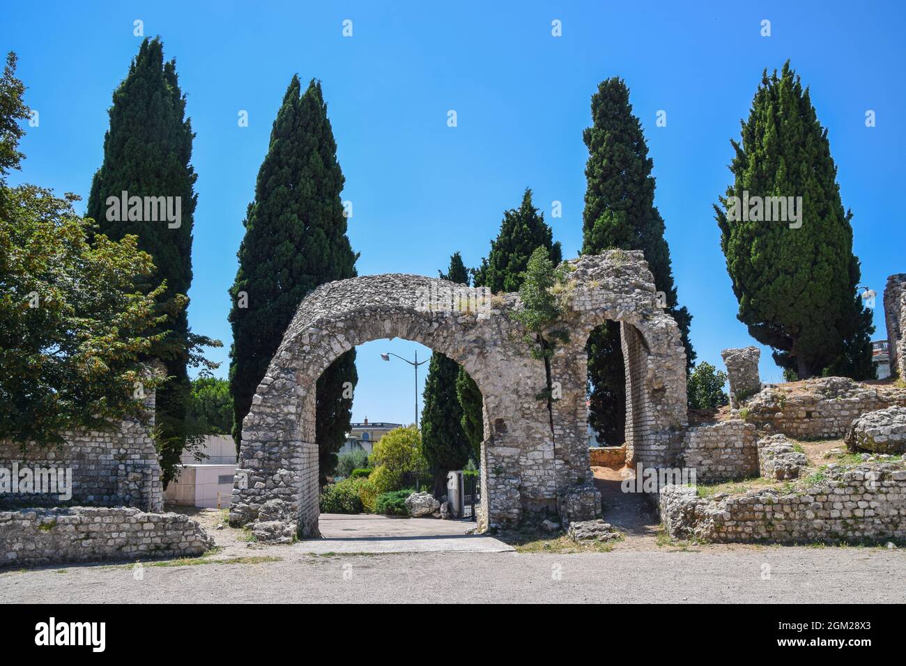 Cimiez Arenas, ancient Roman amphitheatre ruins in Nice, South of ...