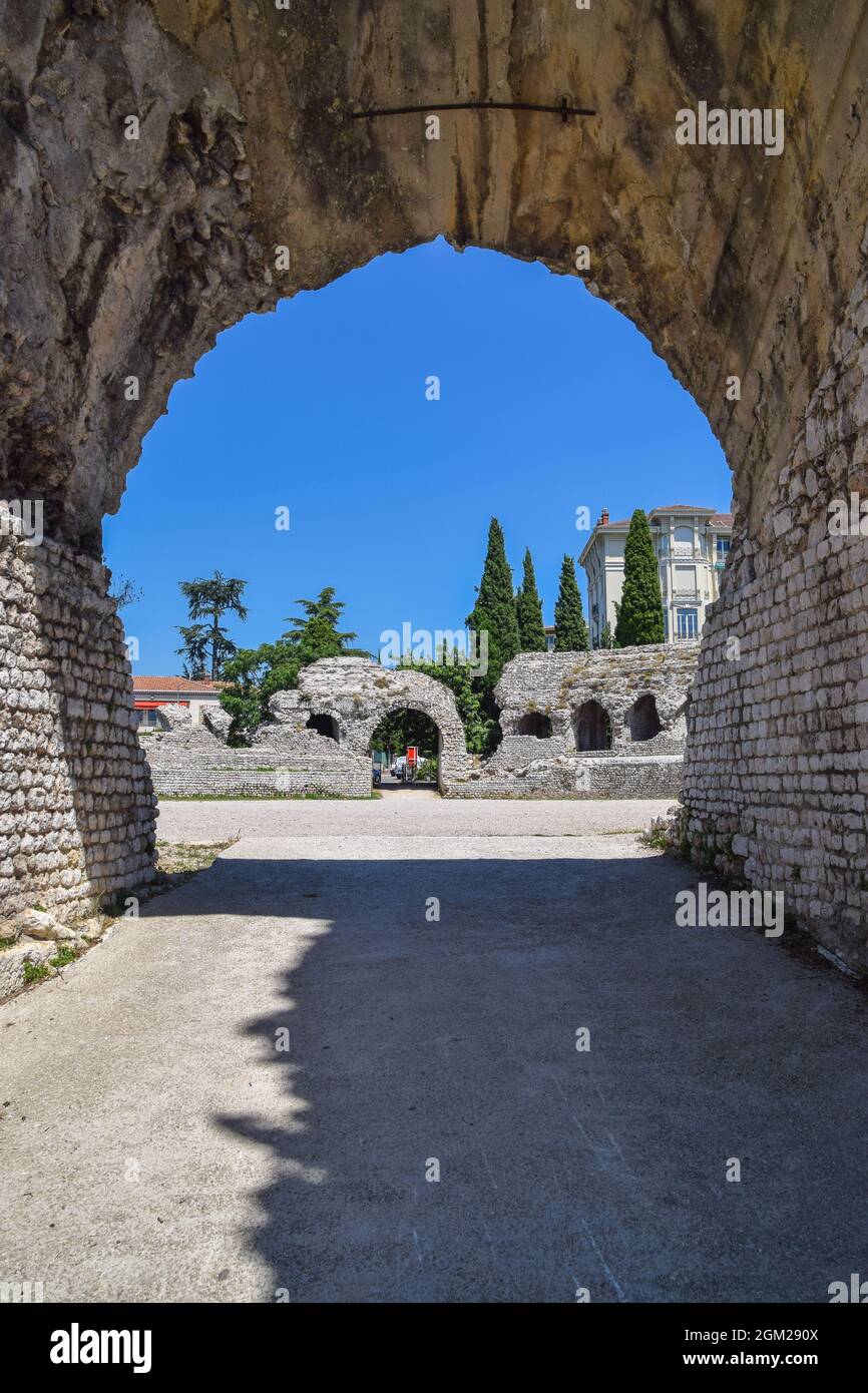 Cimiez Arenas, ancient Roman amphitheatre ruins in Nice, South of ...