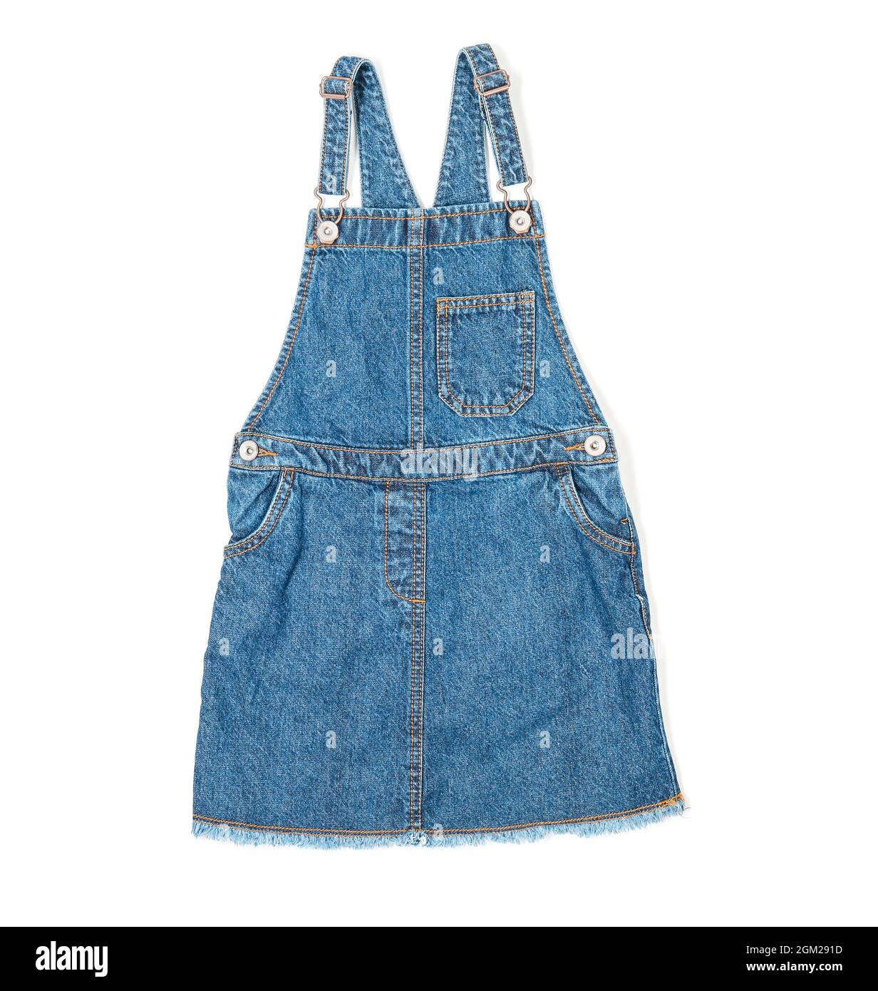 Denim overalls on white background Stock Photo - Alamy