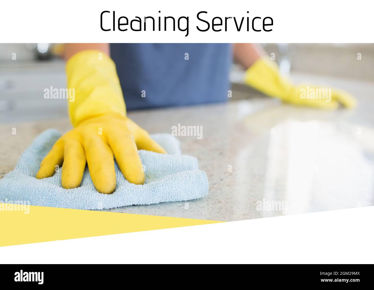 Cleaning service text over hand cleaning with a cloth against white ...