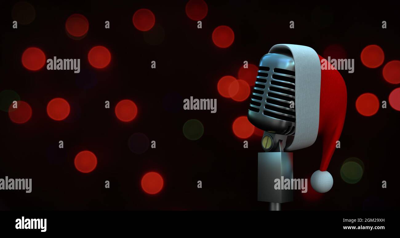 Microphone and Santa hat 4k Stock Photo - Alamy