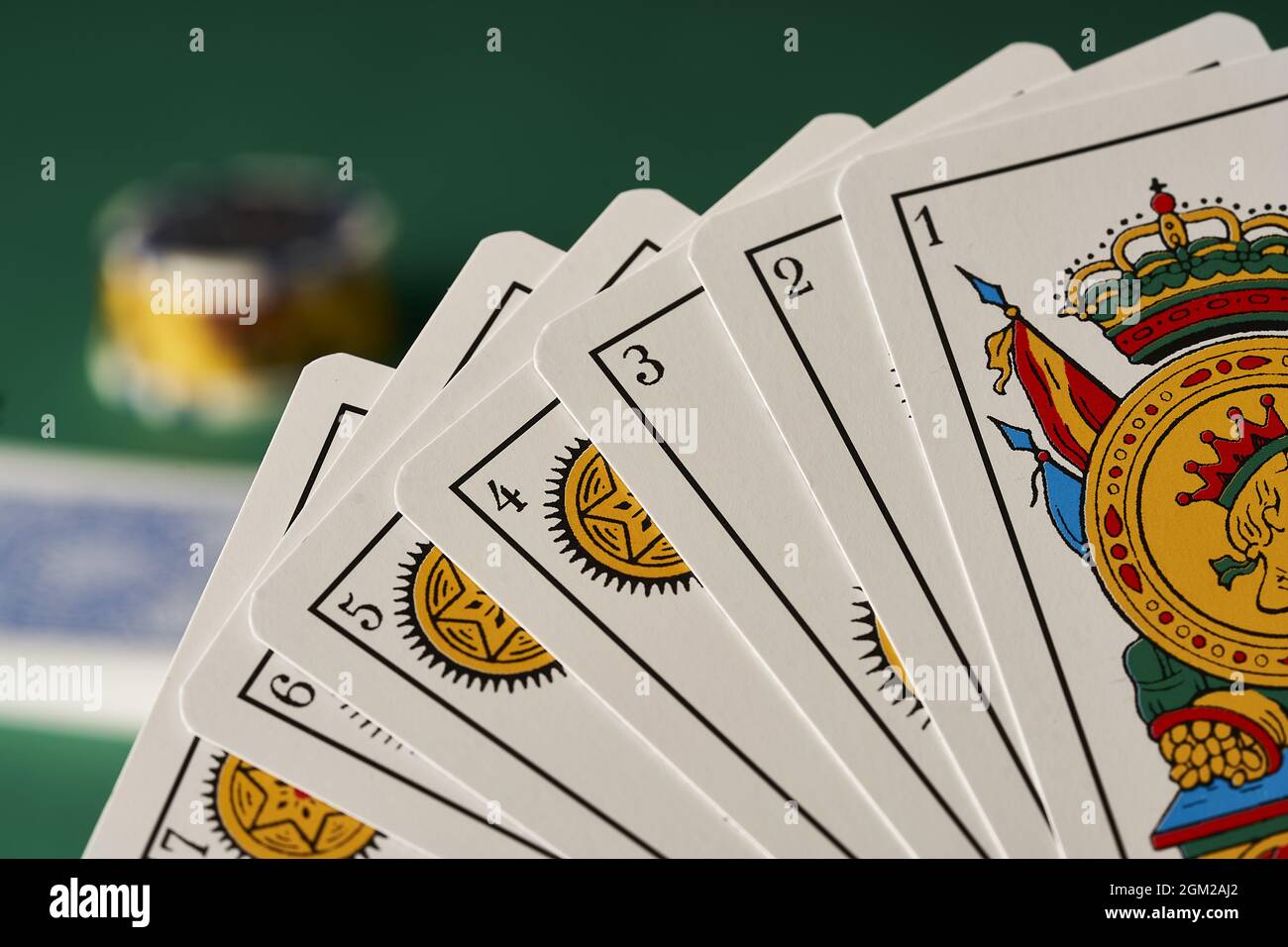 Closeup of the Spanish cards showing a straight Stock Photo - Alamy