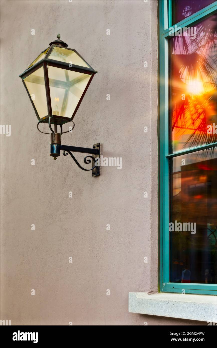 Gas Lamp Historic Charleston SC - Southern charm street scene of a lit ...