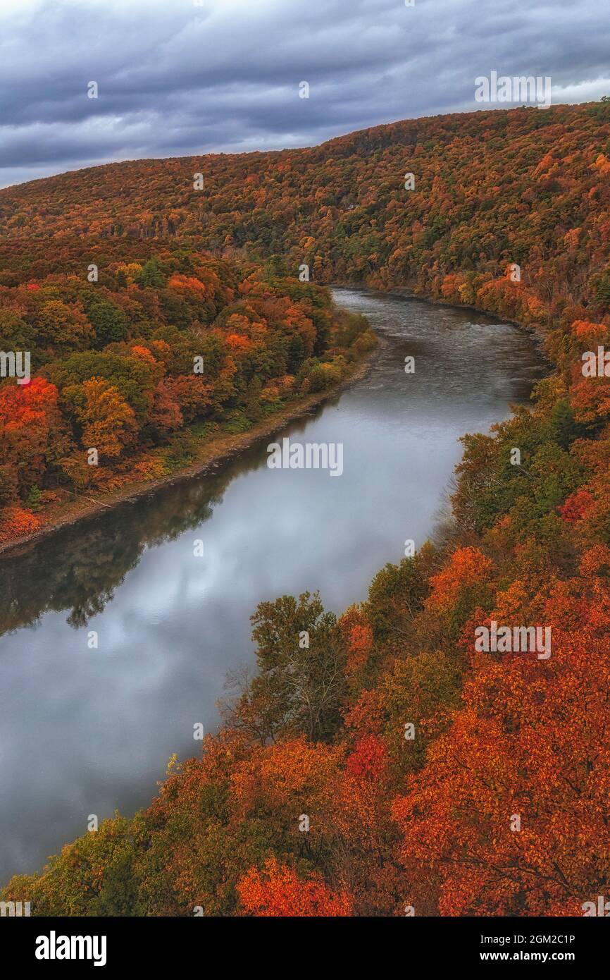Delaware River Autumn - View from above of the magnificent colors of ...