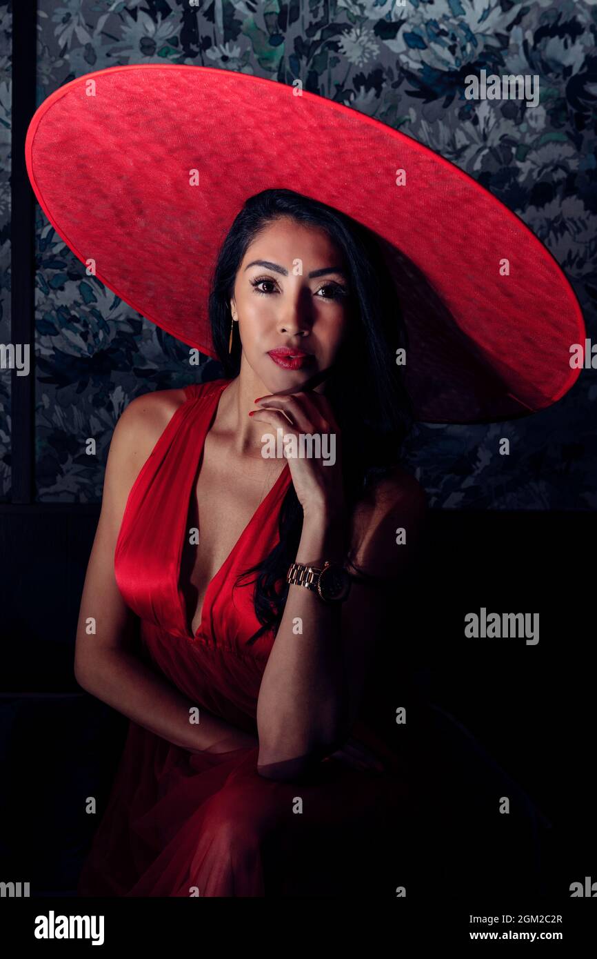 Beauty Model in Red Stock Photo - Alamy