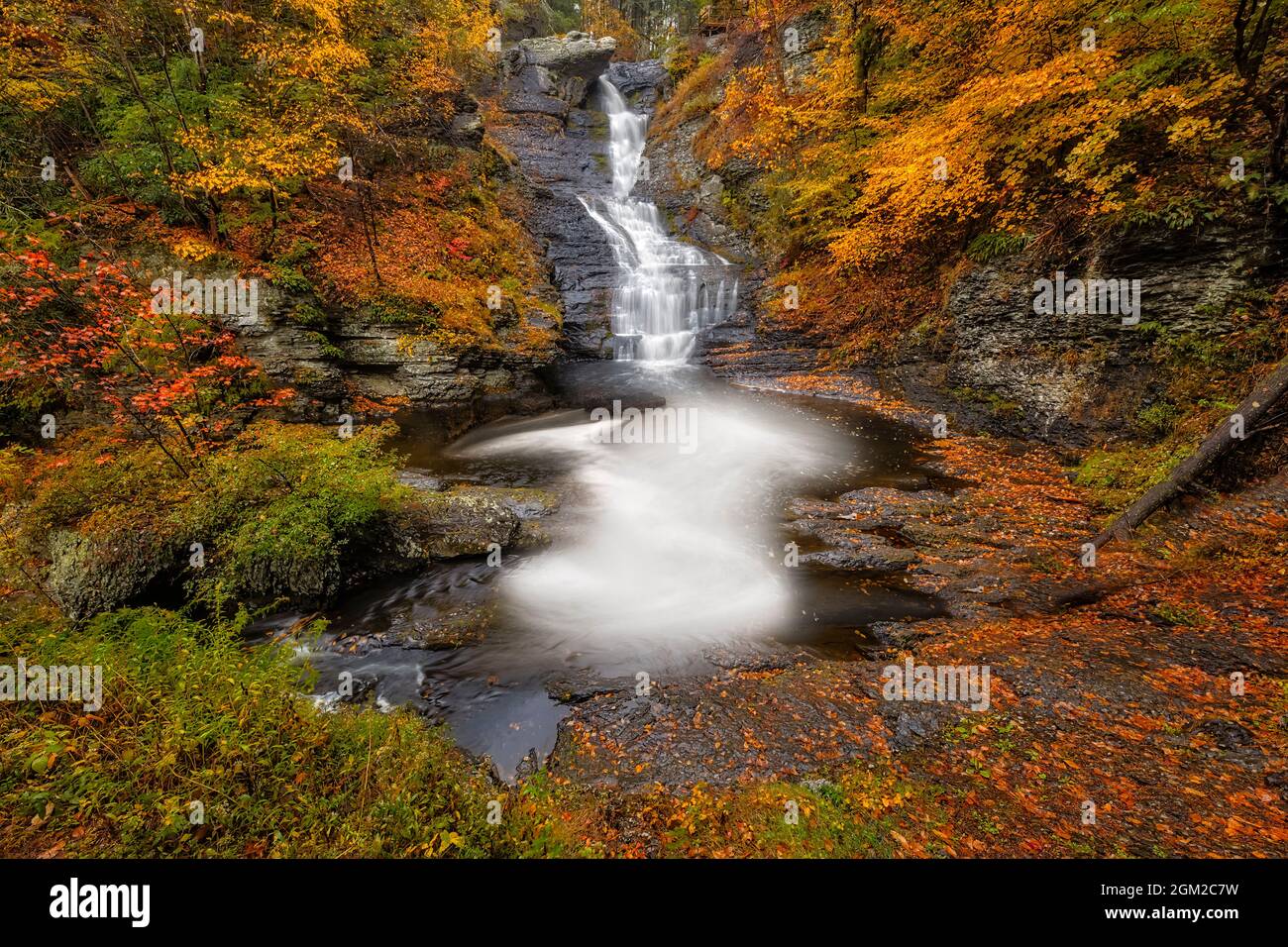 Raymondskill Falls Autumn - Heavy water flow during the rainy season in ...