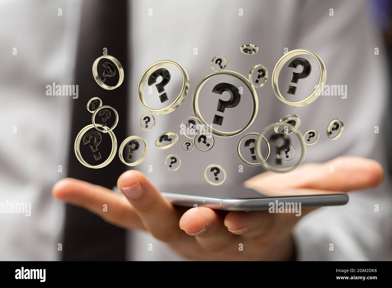 3D rendering of question marks and concept of science and technology ...
