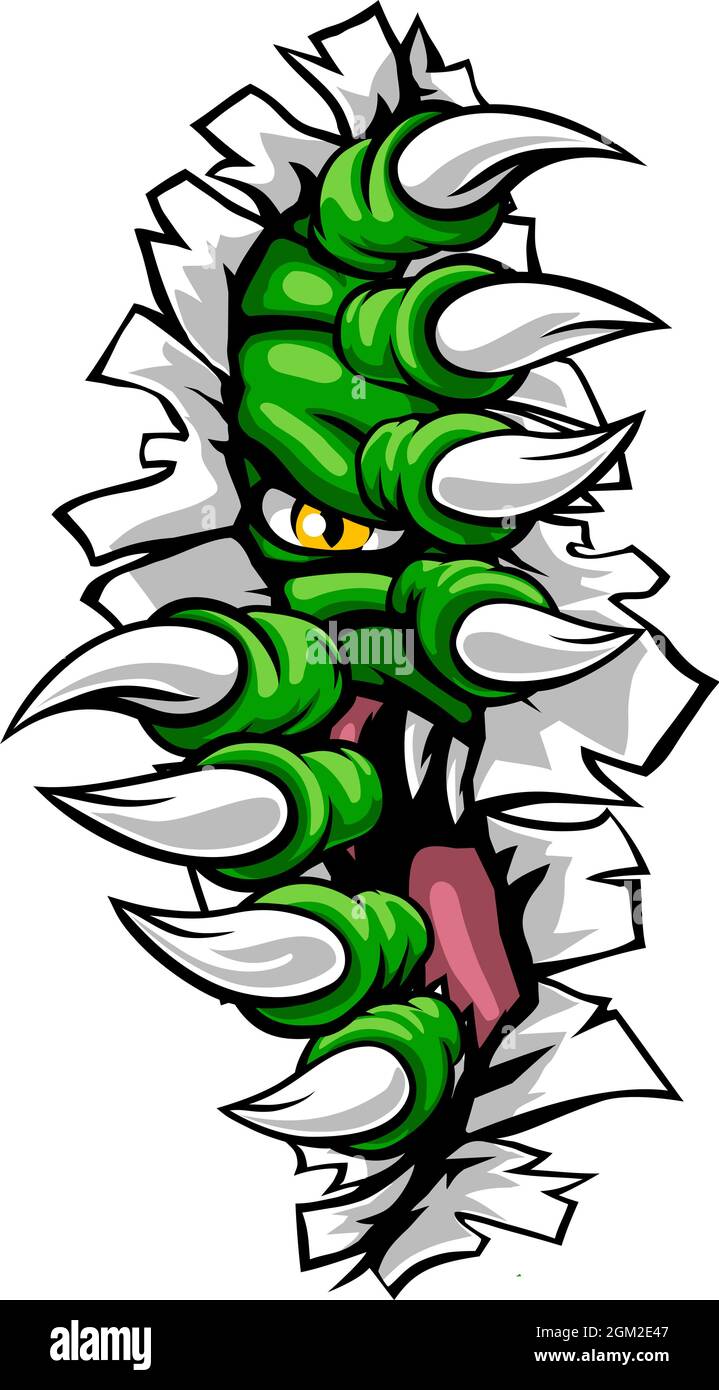 Monster With Talon Claw Tearing A Rip Through Wall Stock Vector Image ...