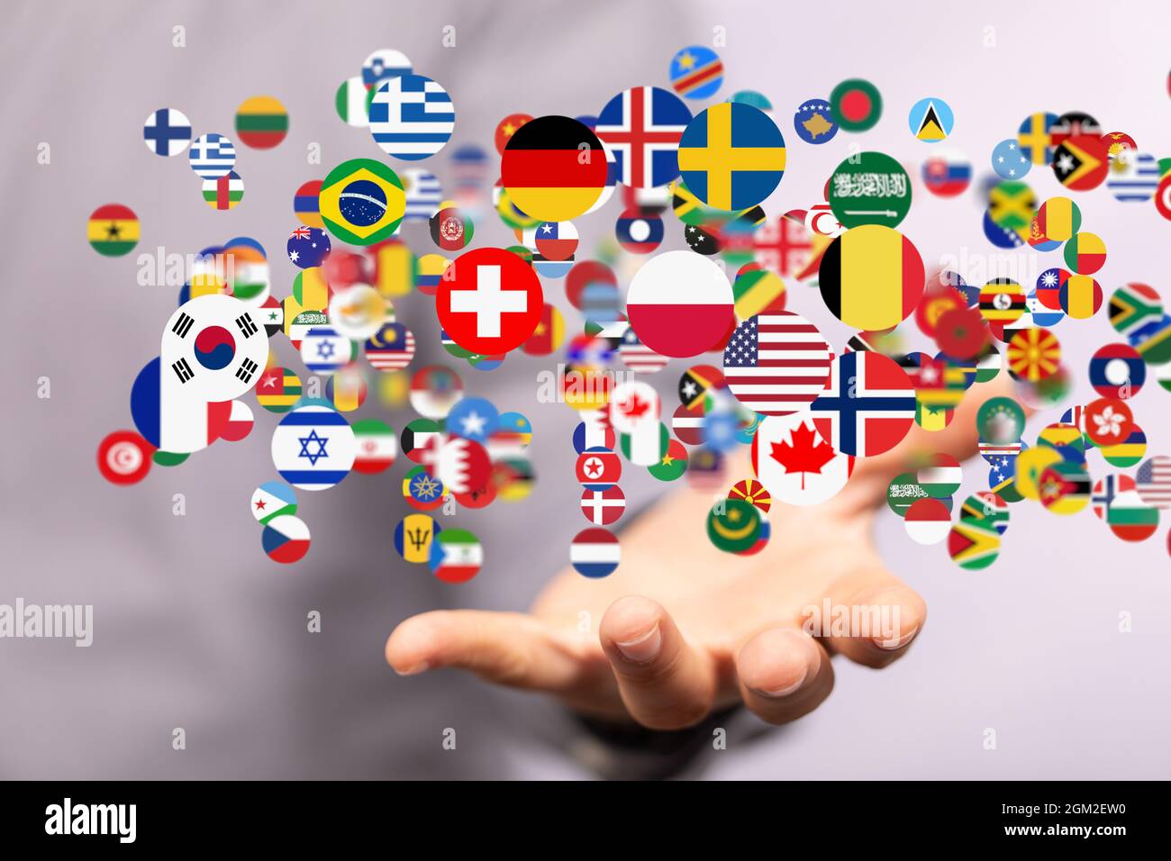 3D rendering of international flag display of various countries Stock ...