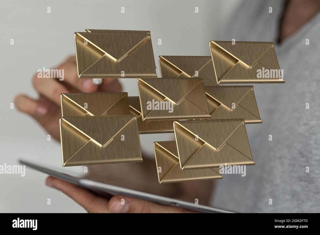 3D rendering of email icon concept in hand Stock Photo - Alamy