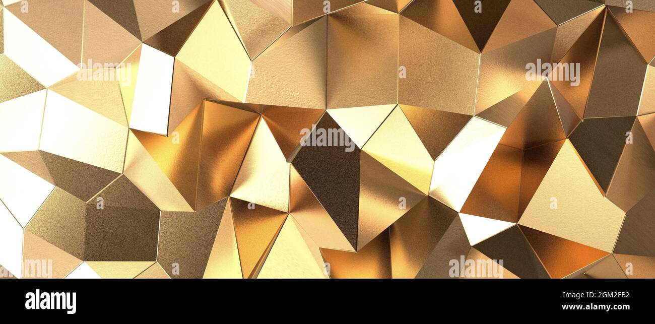 3D rendering of abstract gold polygon background on texture Stock Photo ...