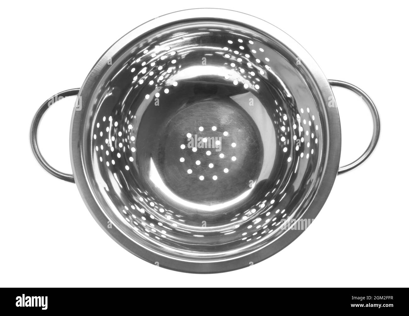 Metal colander on white background Stock Photo - Alamy