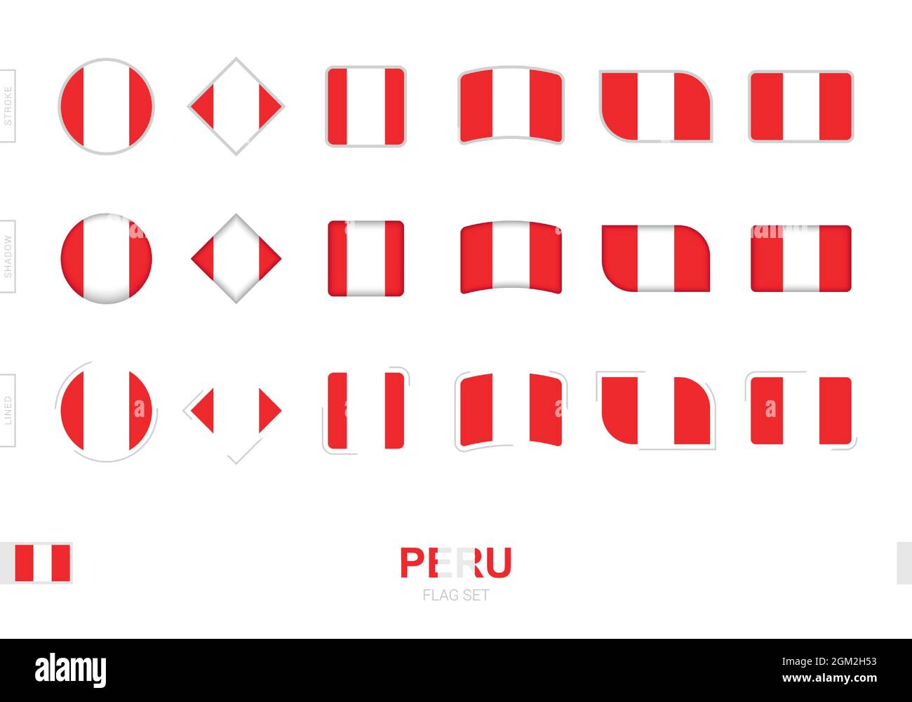 Peru flag set, simple flags of Peru with three different effects ...