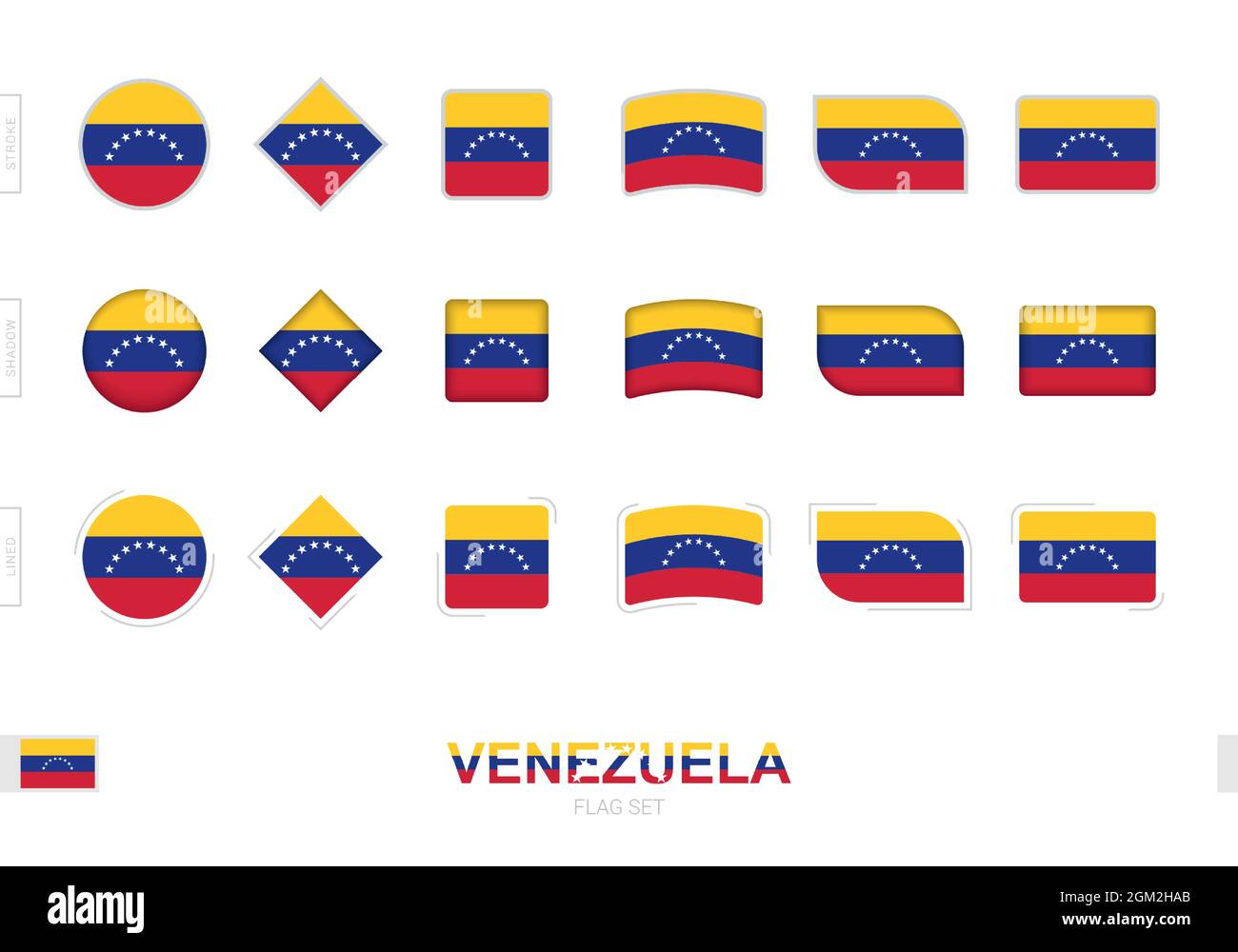 Venezuela flag set, simple flags of Venezuela with three different ...