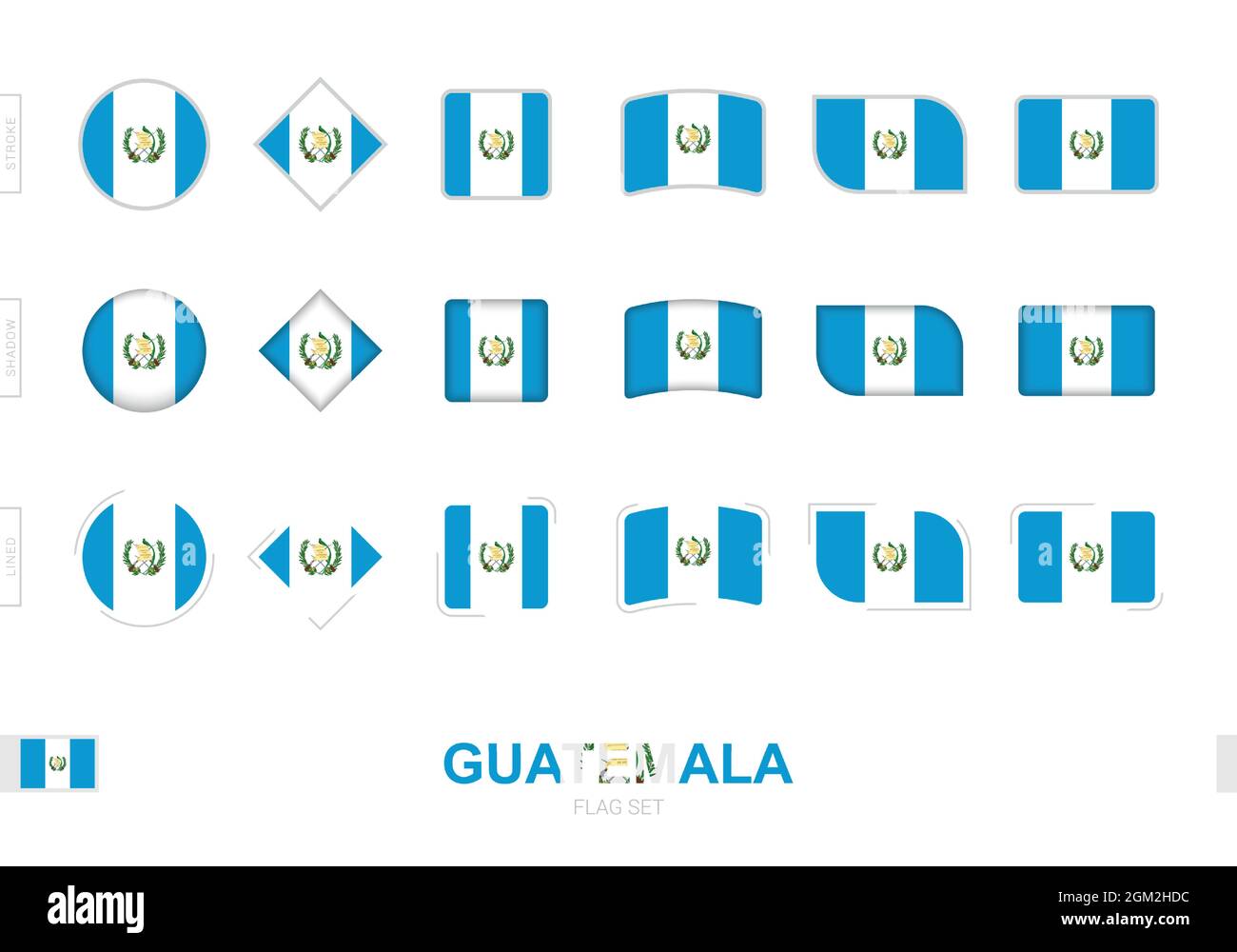 Guatemala flag set, simple flags of Guatemala with three different ...