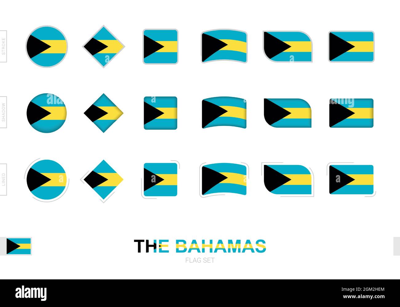 The Bahamas flag set, simple flags of The Bahamas with three different ...
