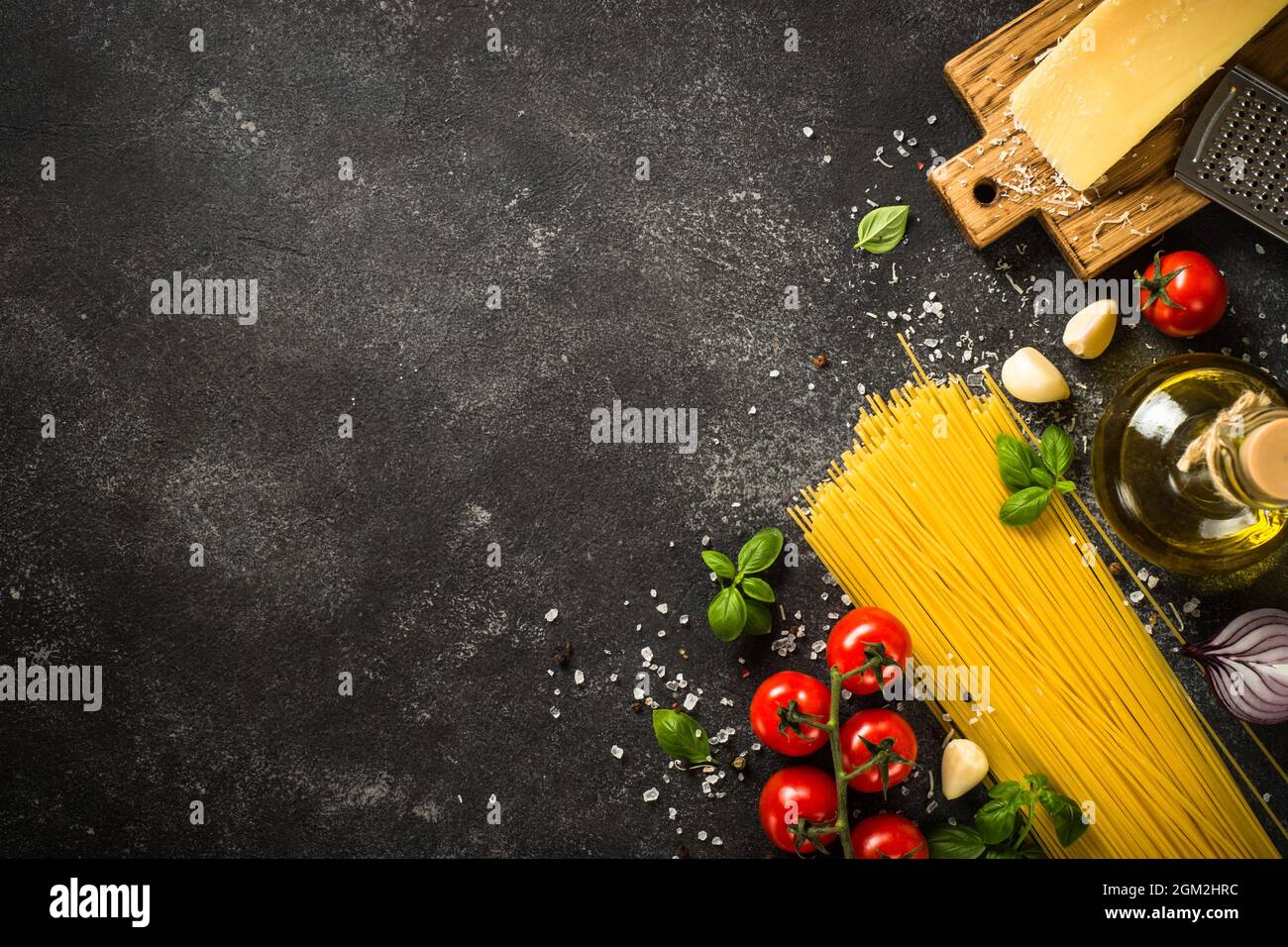 Italian food background at white bkitchen table Stock Photo - Alamy