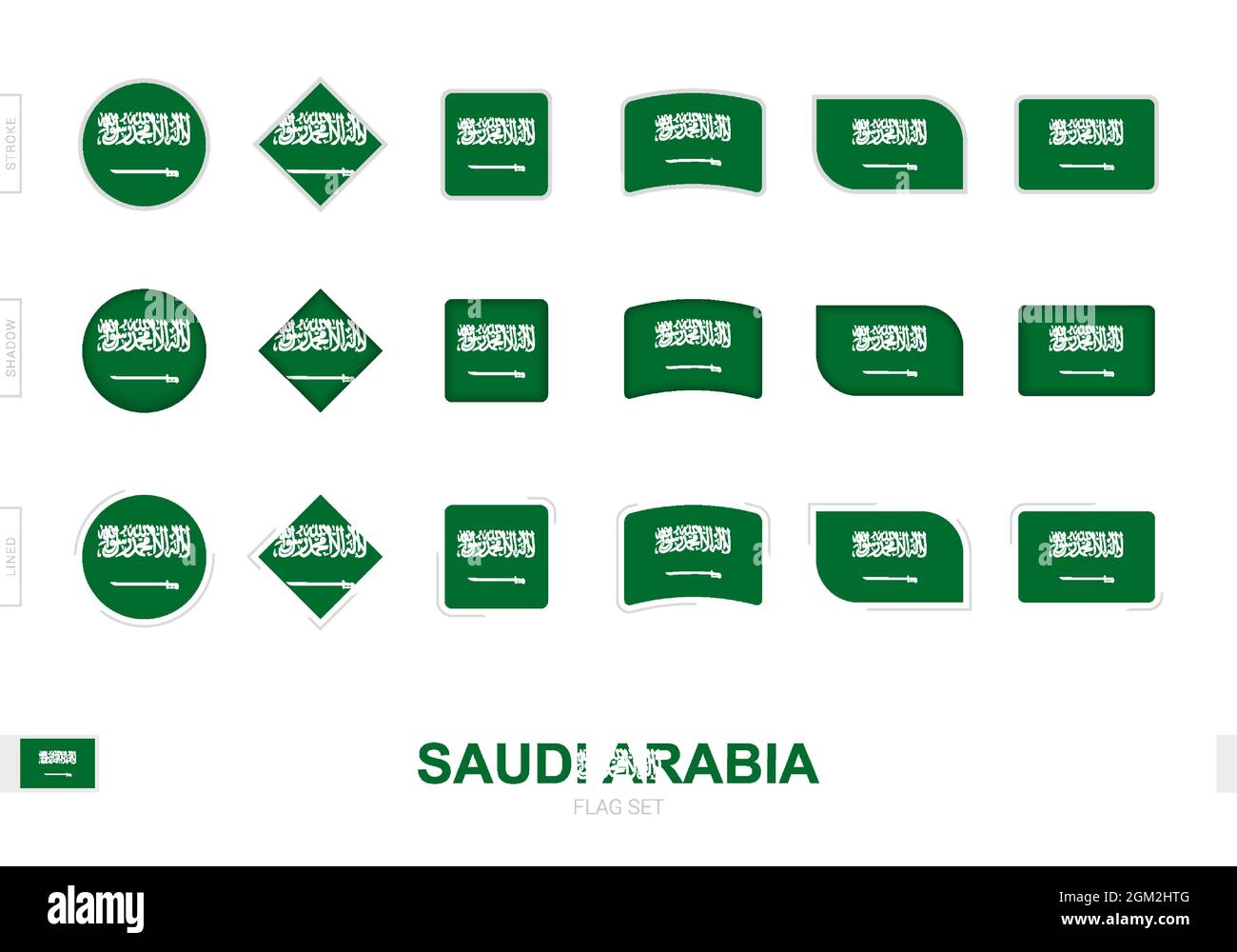 Saudi Arabia flag set, simple flags of Saudi Arabia with three ...