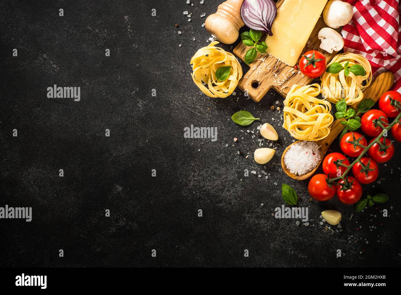 Italian food background at white bkitchen table Stock Photo - Alamy