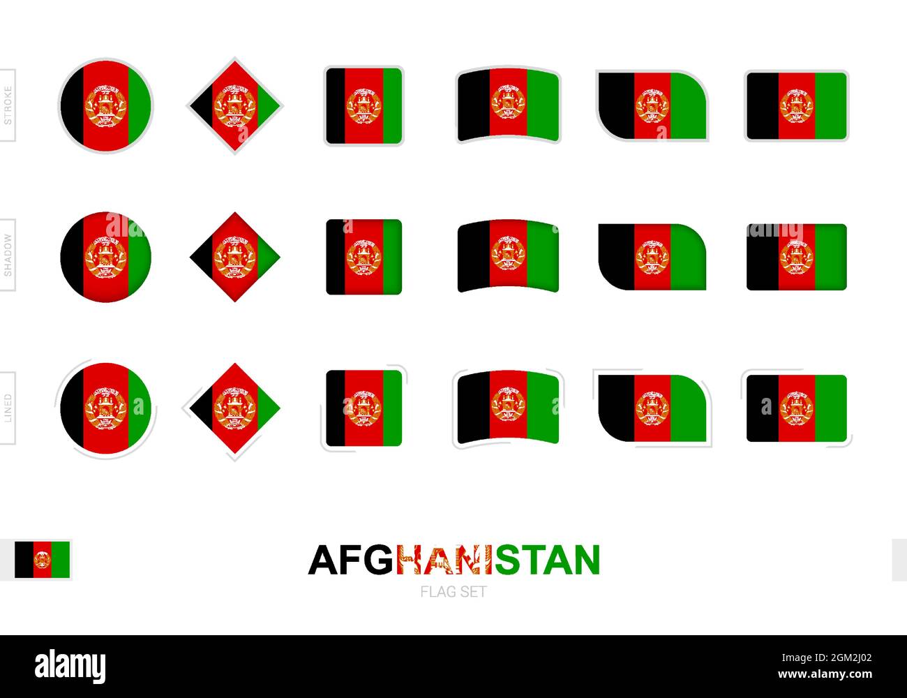 Afghanistan flag set, simple flags of Afghanistan with three different ...