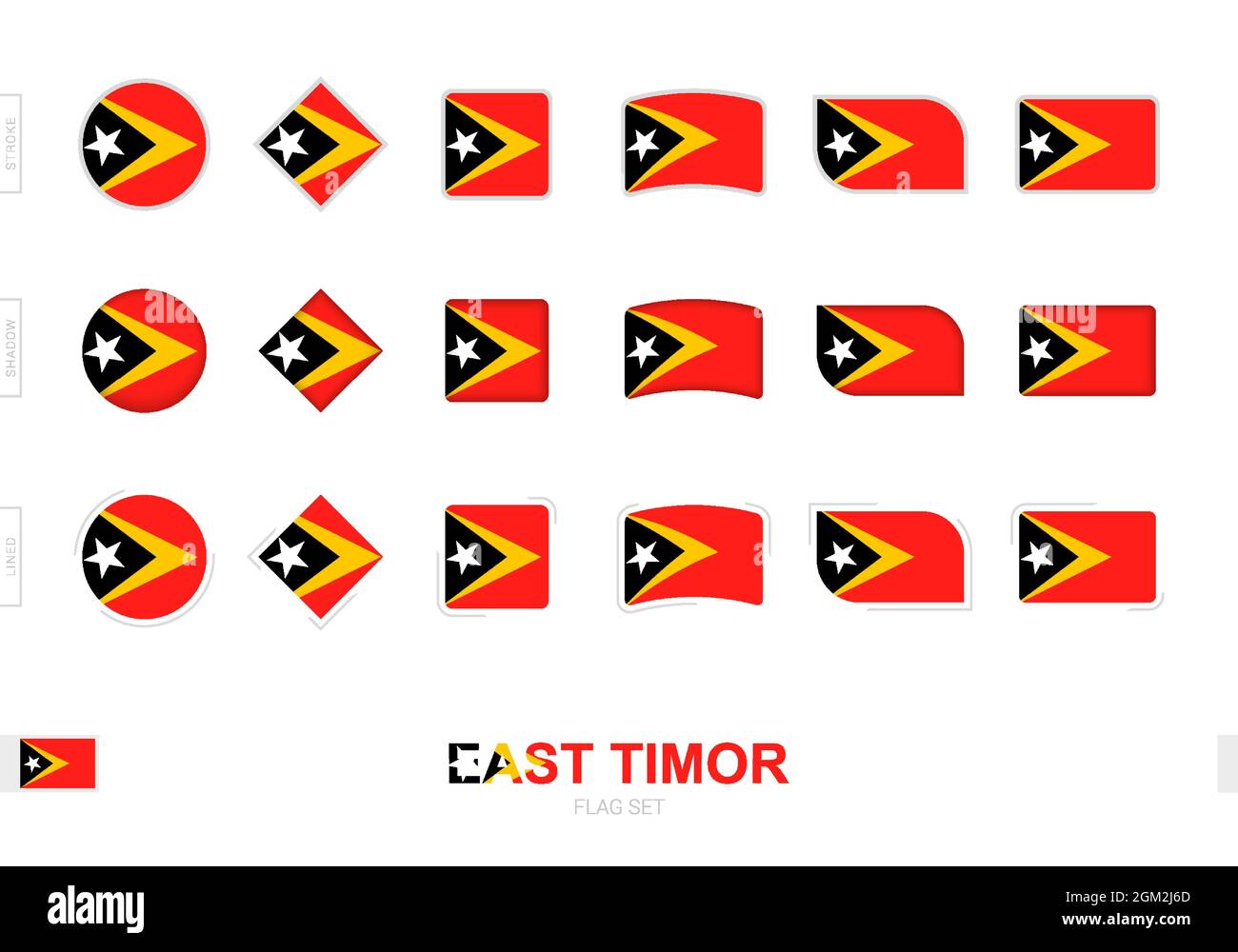 East Timor flag set, simple flags of East Timor with three different ... East Timor flag set, simple flags of East Timor with three different ...