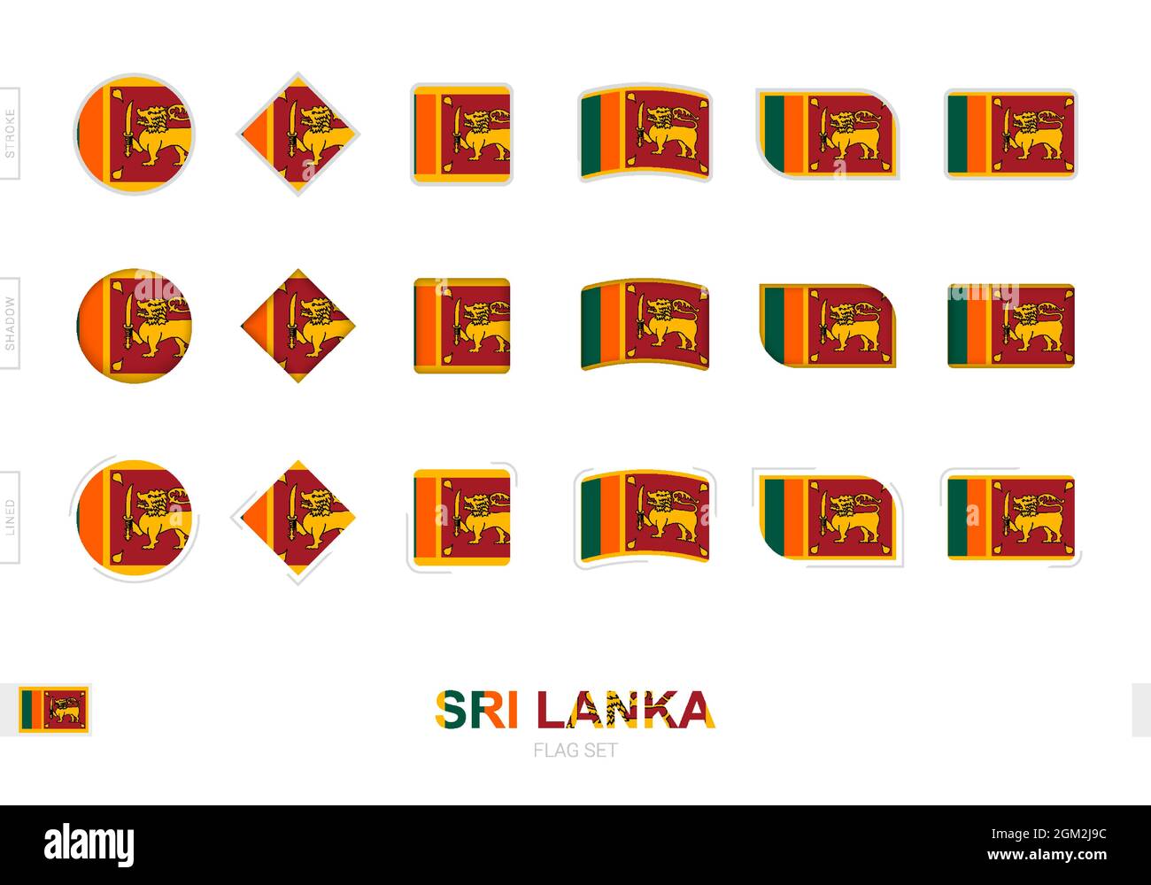 Sri Lanka flag set, simple flags of Sri Lanka with three different ...
