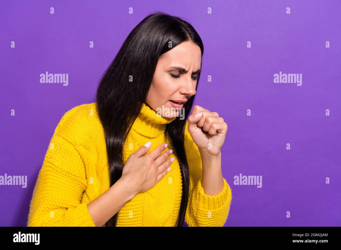 Woman fist chest isolated hi-res stock photography and images - Alamy