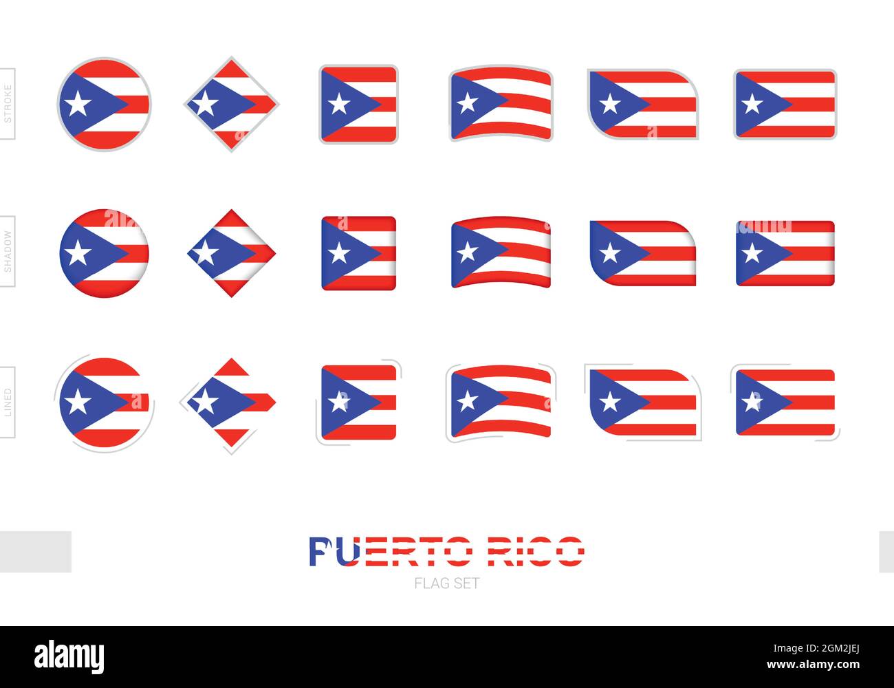 Puerto Rico flag set, simple flags of Puerto Rico with three different effects. Vector ...