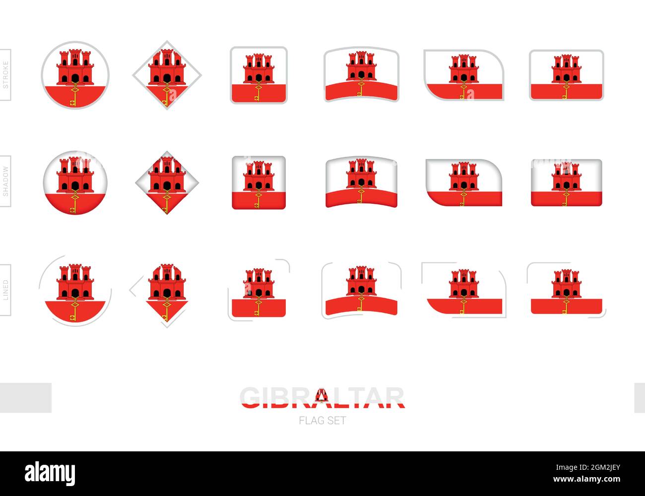 Gibraltar flag set, simple flags of Gibraltar with three different ...